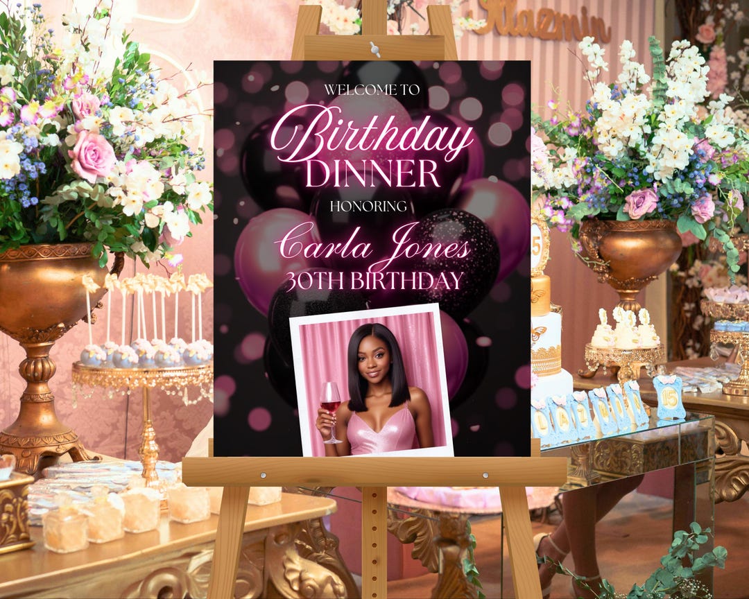 Birthday Dinner Welcome Sign, DIY Surprise Birthday Signage, Welcome ...