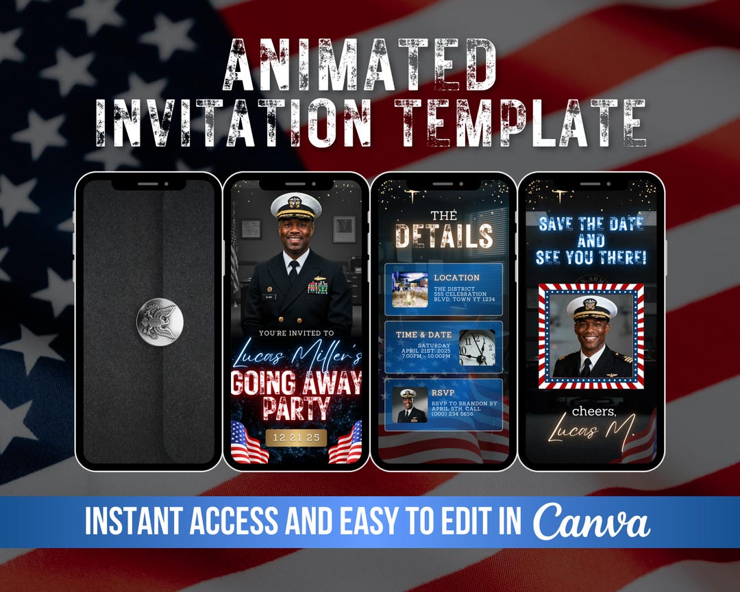 Deployment Send off Going Away Party Invitation, Army Navy Basic ...