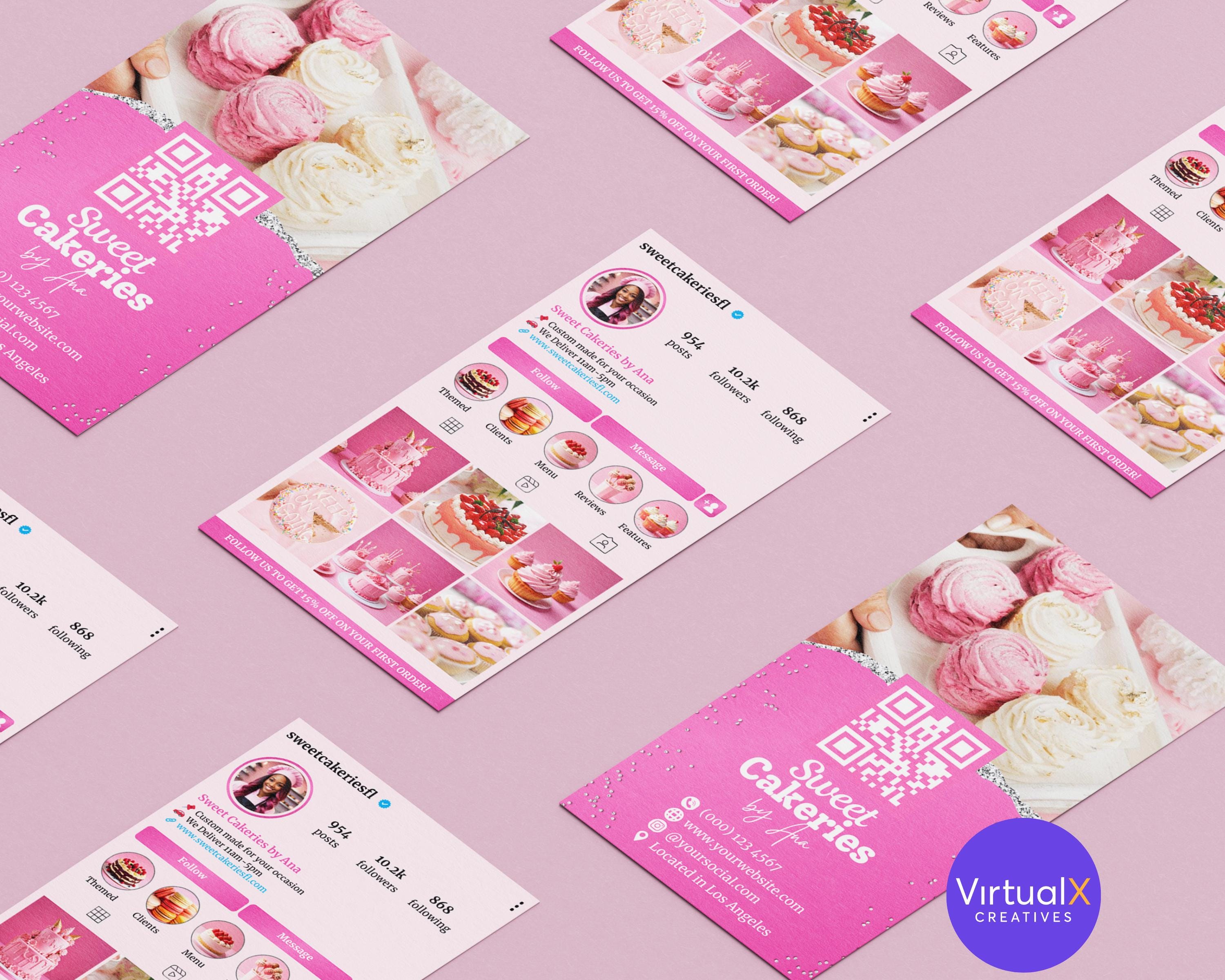 Bakery Instagram Business Card, QR Card, Cake Shop IG Calling Card ...