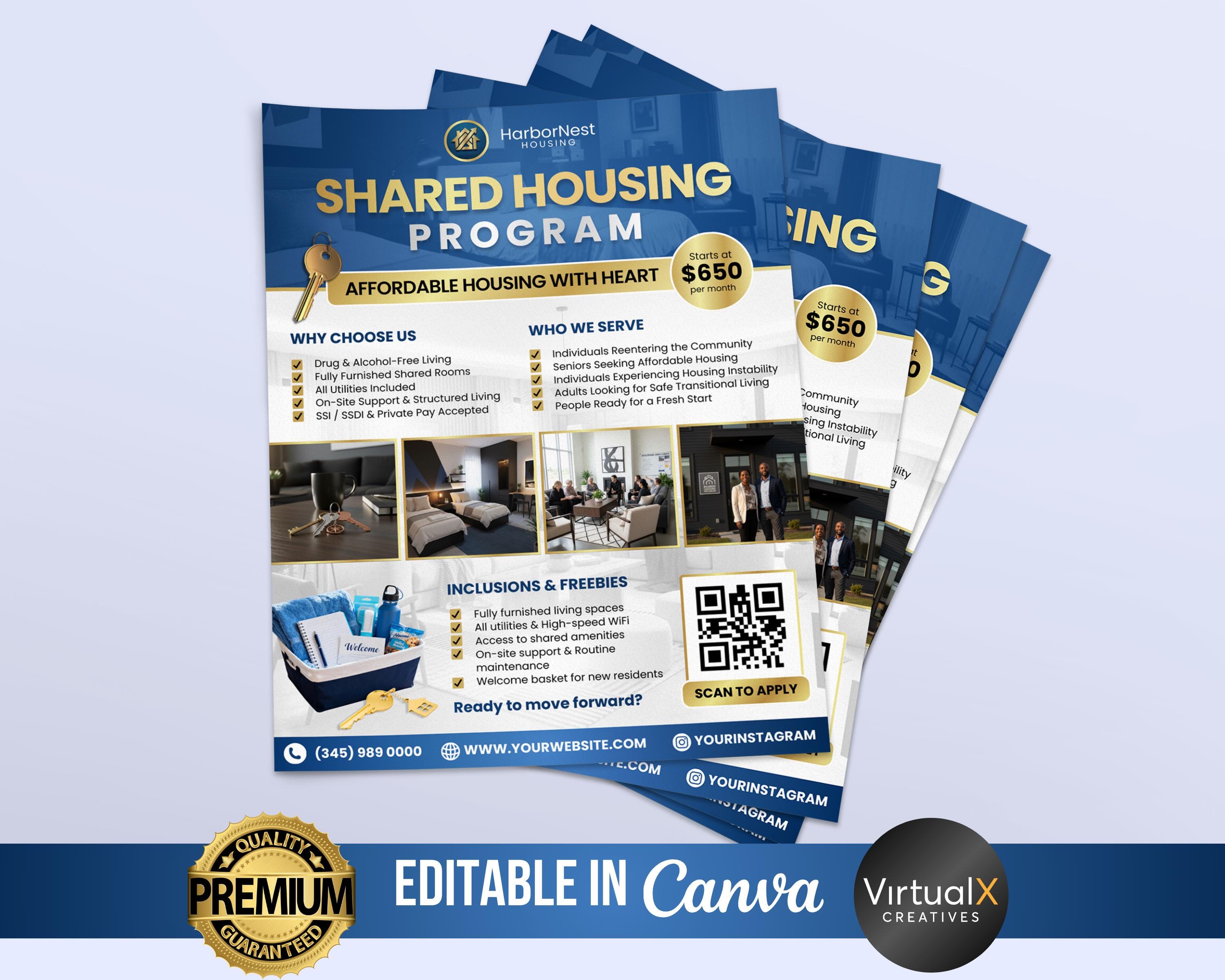 Shared Housing Program Flyer | Transitional Housing & Sober Living ...