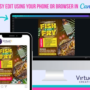 Fish and Fry Flyer, Canva Printable, DIY Template Design, Community ...