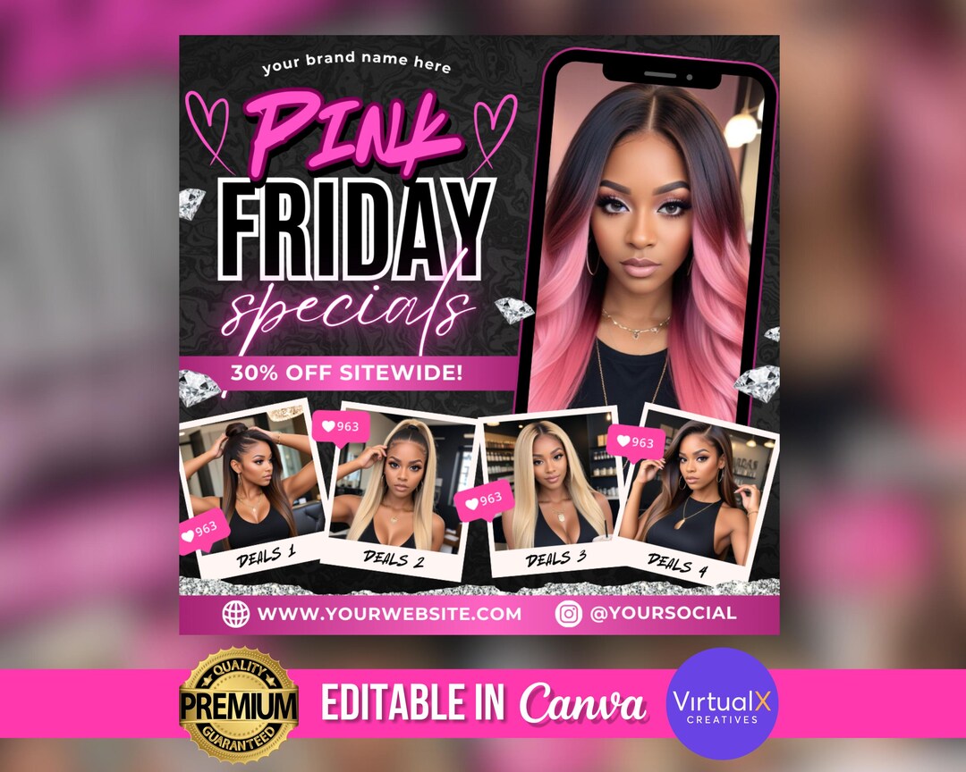 Pink Friday Specials Flyer, Black Friday Sale Template, Booking Flyer ...