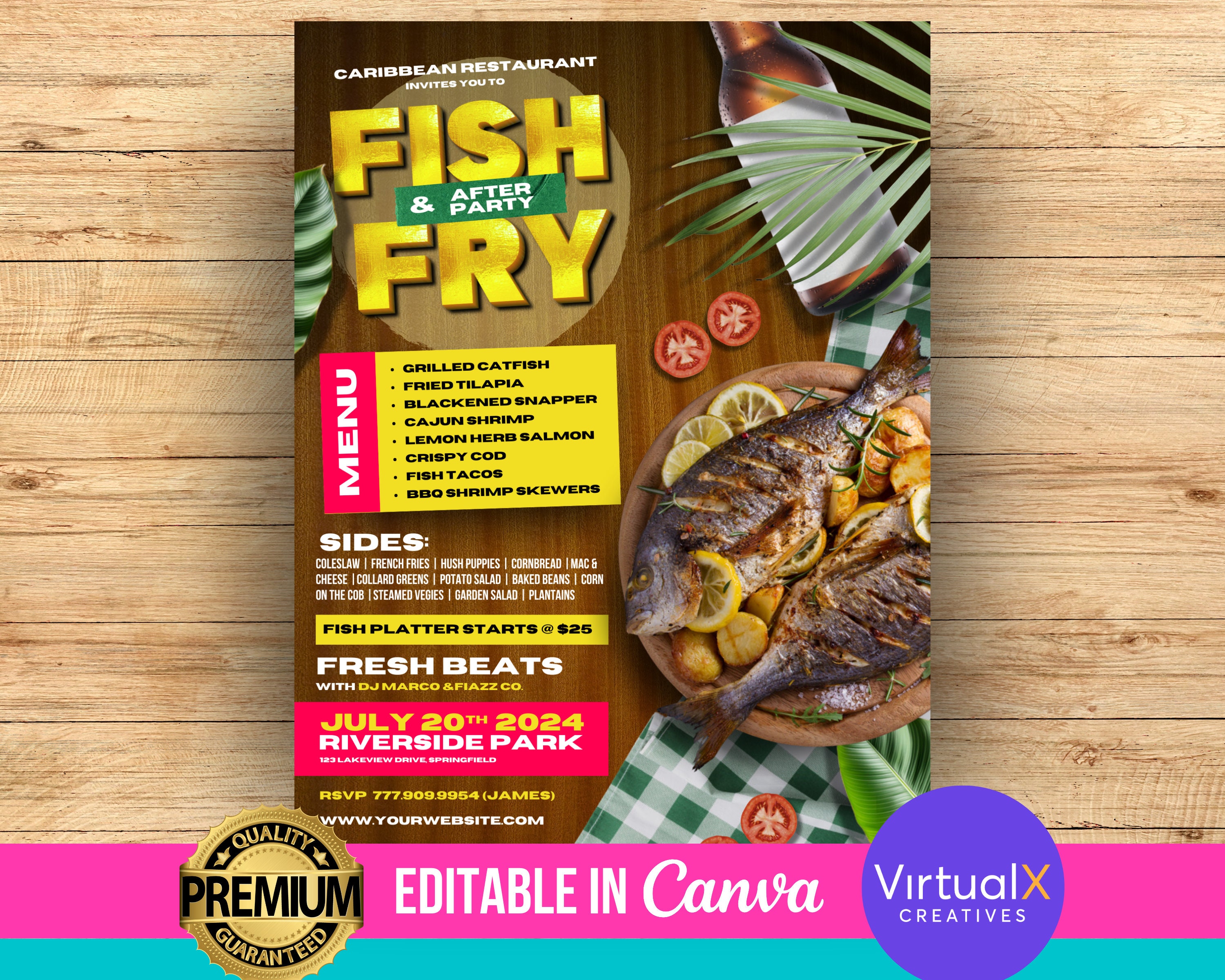 Fish and Fry Flyer, Canva Printable, DIY Template Design, Community ...