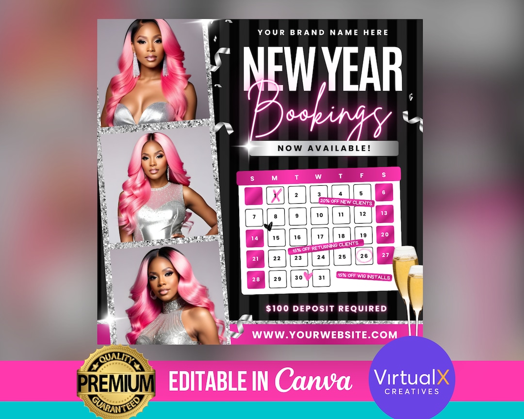 January CALENDAR Flyer, New Year Bookings, DIY Flyer Template, Premade ...