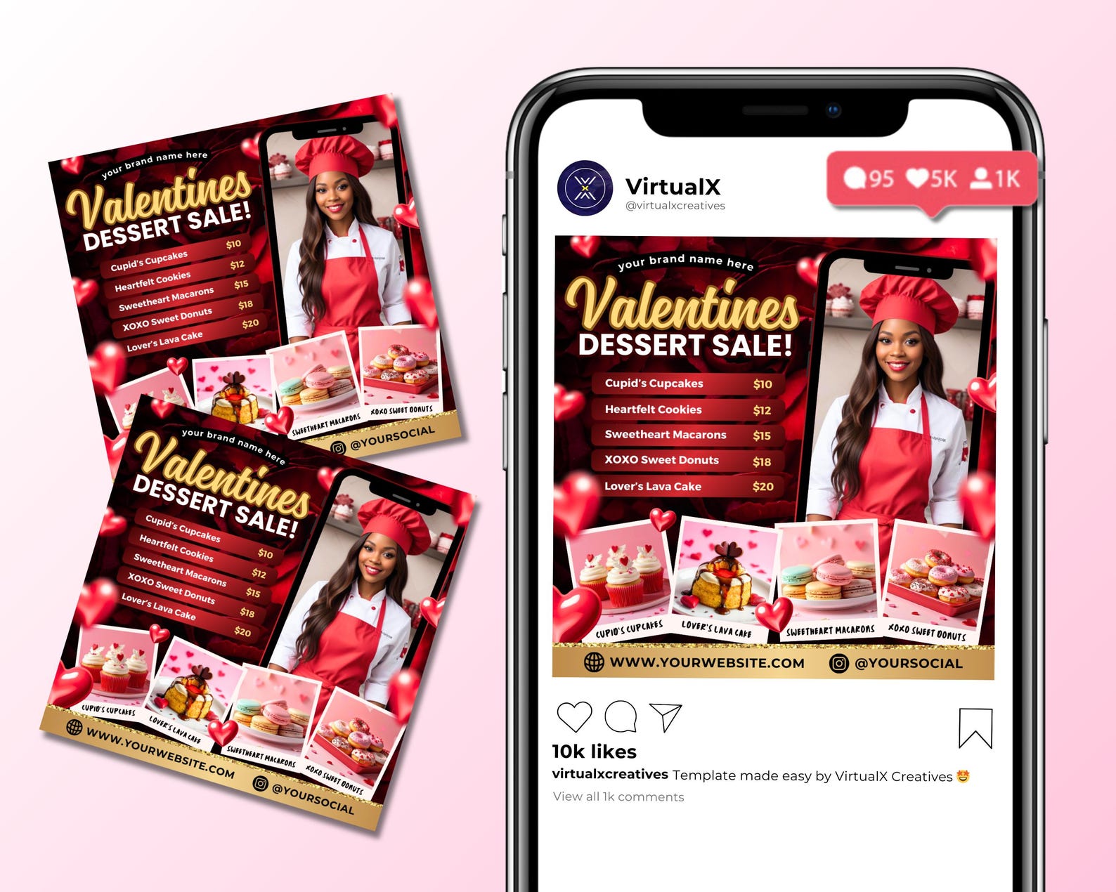 Valentines Bake Sale Flyer, Sweet Treats Sale Flyer, Valentine Dessert ...