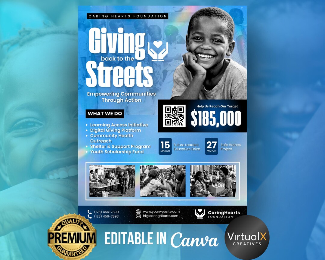 Giving Back Flyer Template | Editable Charity Donation Poster ...