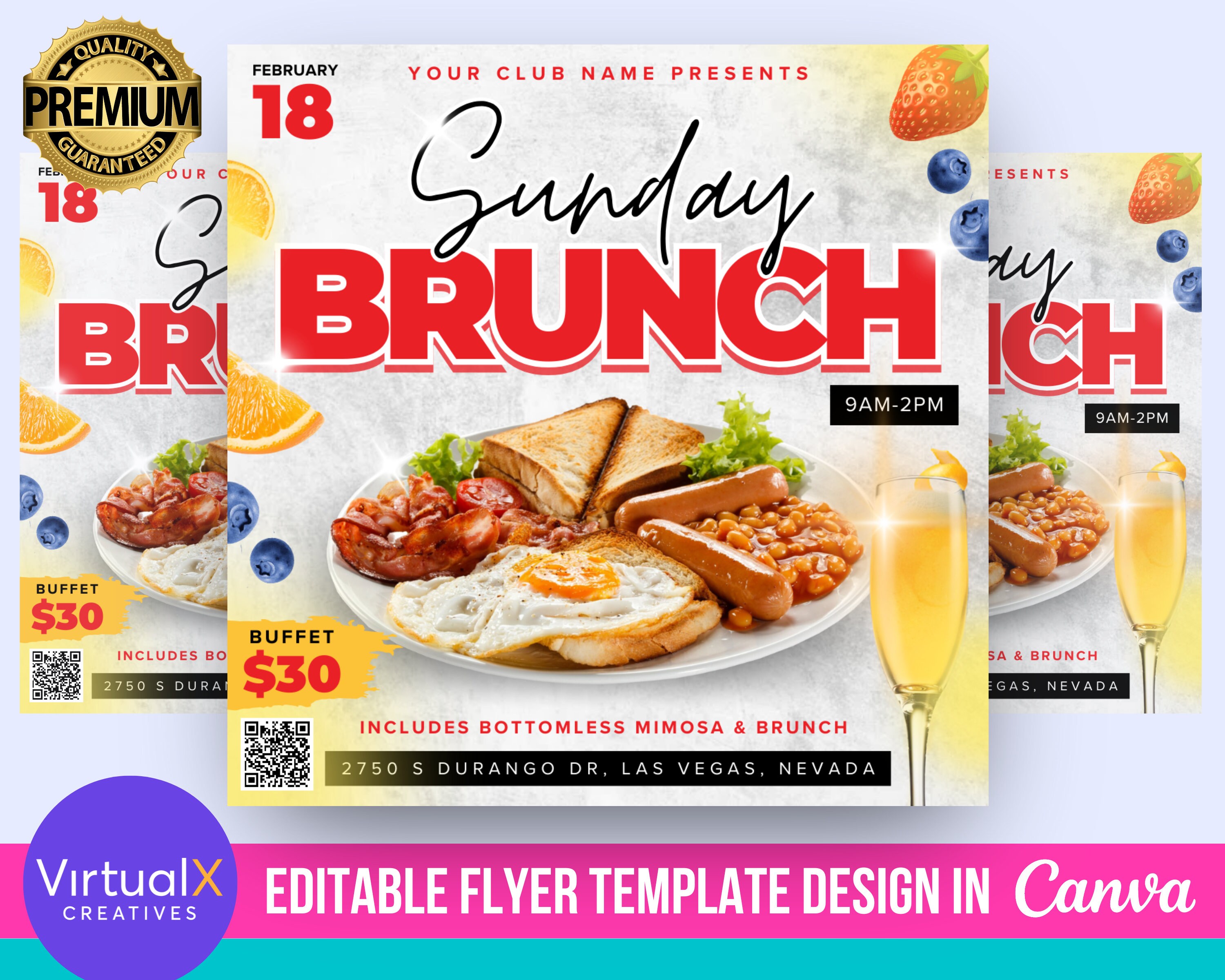 Sunday Brunch Flyer, Brunch Invitation Flyer, Event Flyer, Premade ...