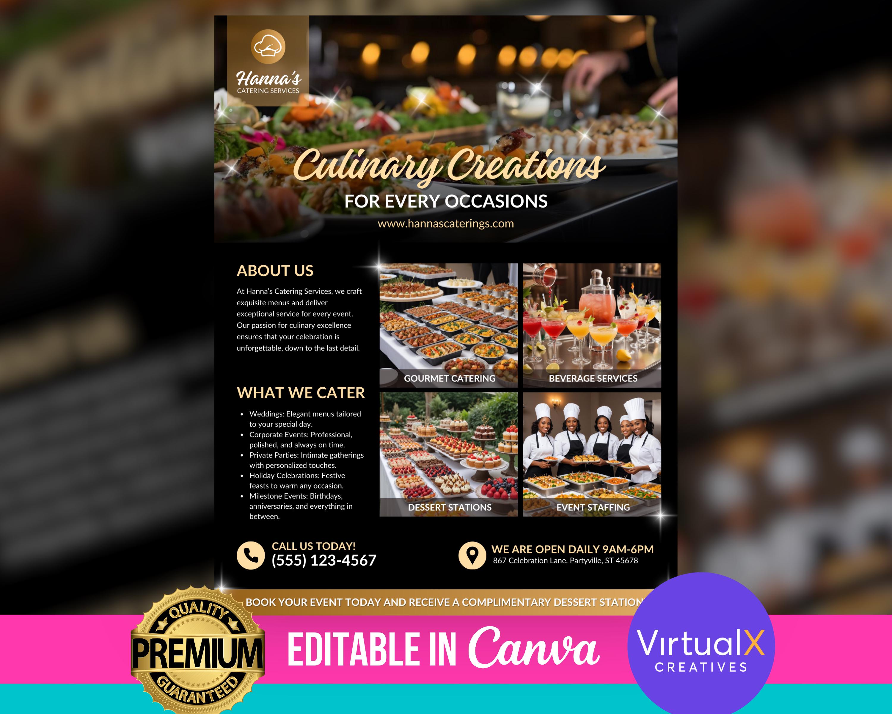 Catering Service Flyer, Catering Business Flyer Event, Editable Food ...