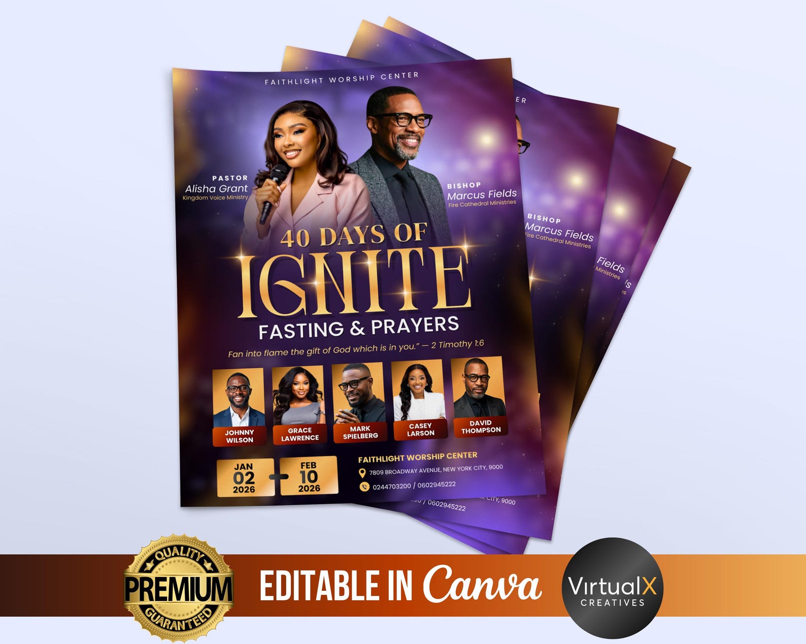 40 Days of Ignite Flyer, Church Revival Canva Template, Fasting and ...