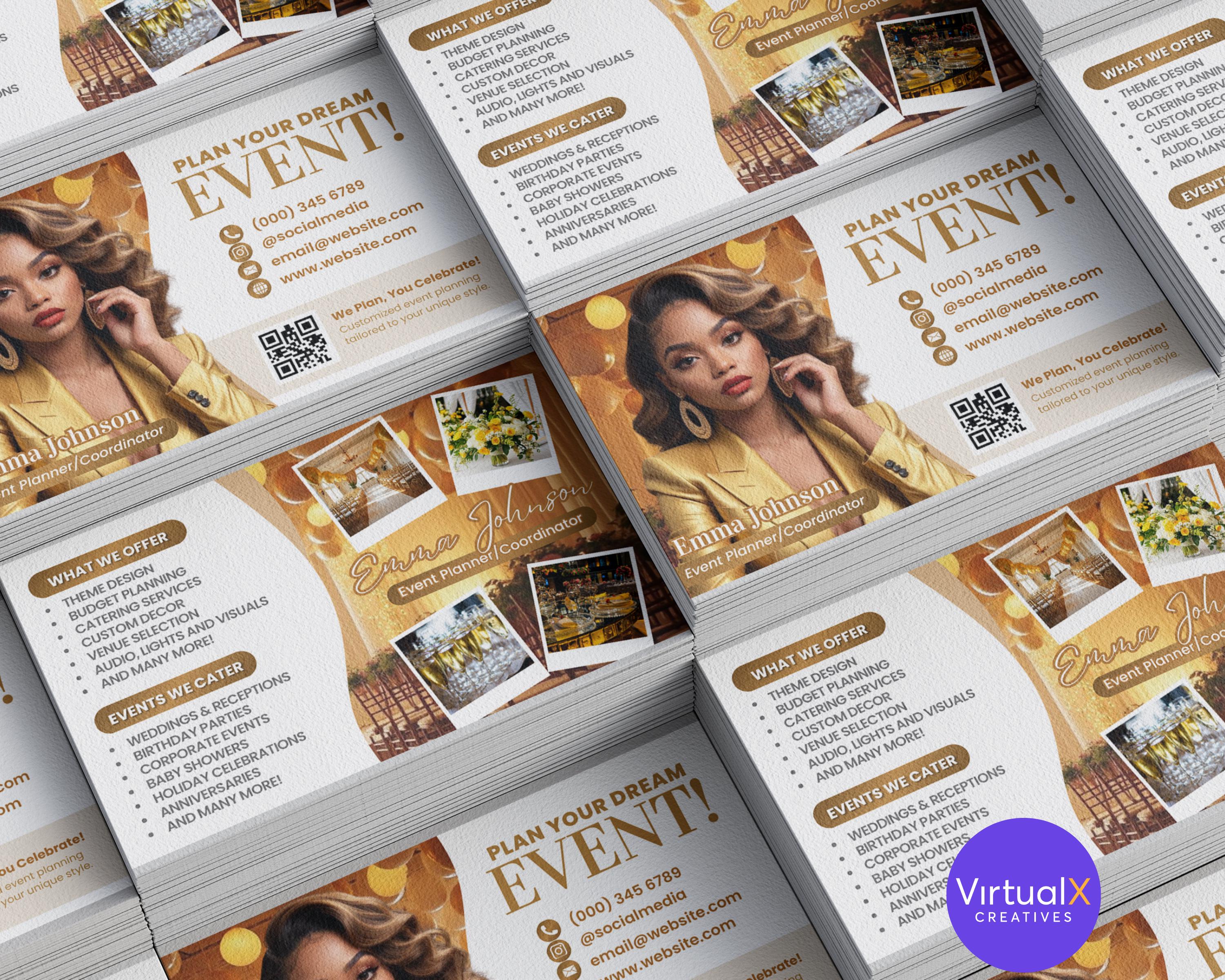 Event Planner Business Cards, Events Business Card, Party Planner ...