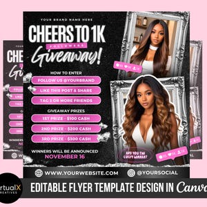 1K Followers Giveaway Flyer, Milestone Contest Flyer, Win Product ...
