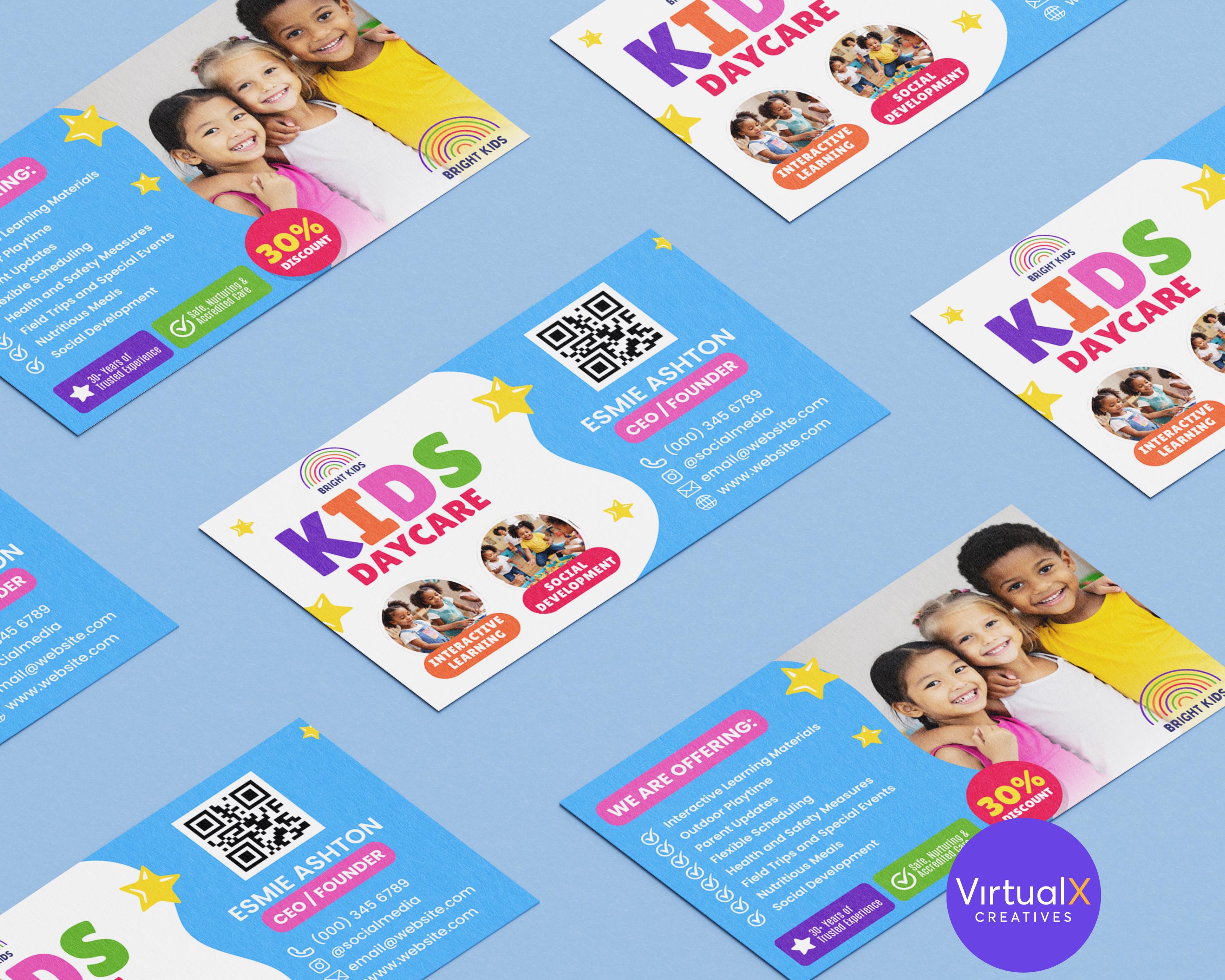 Kids Daycare Business Cards, Child Care Card, Baby Sitter Service ...