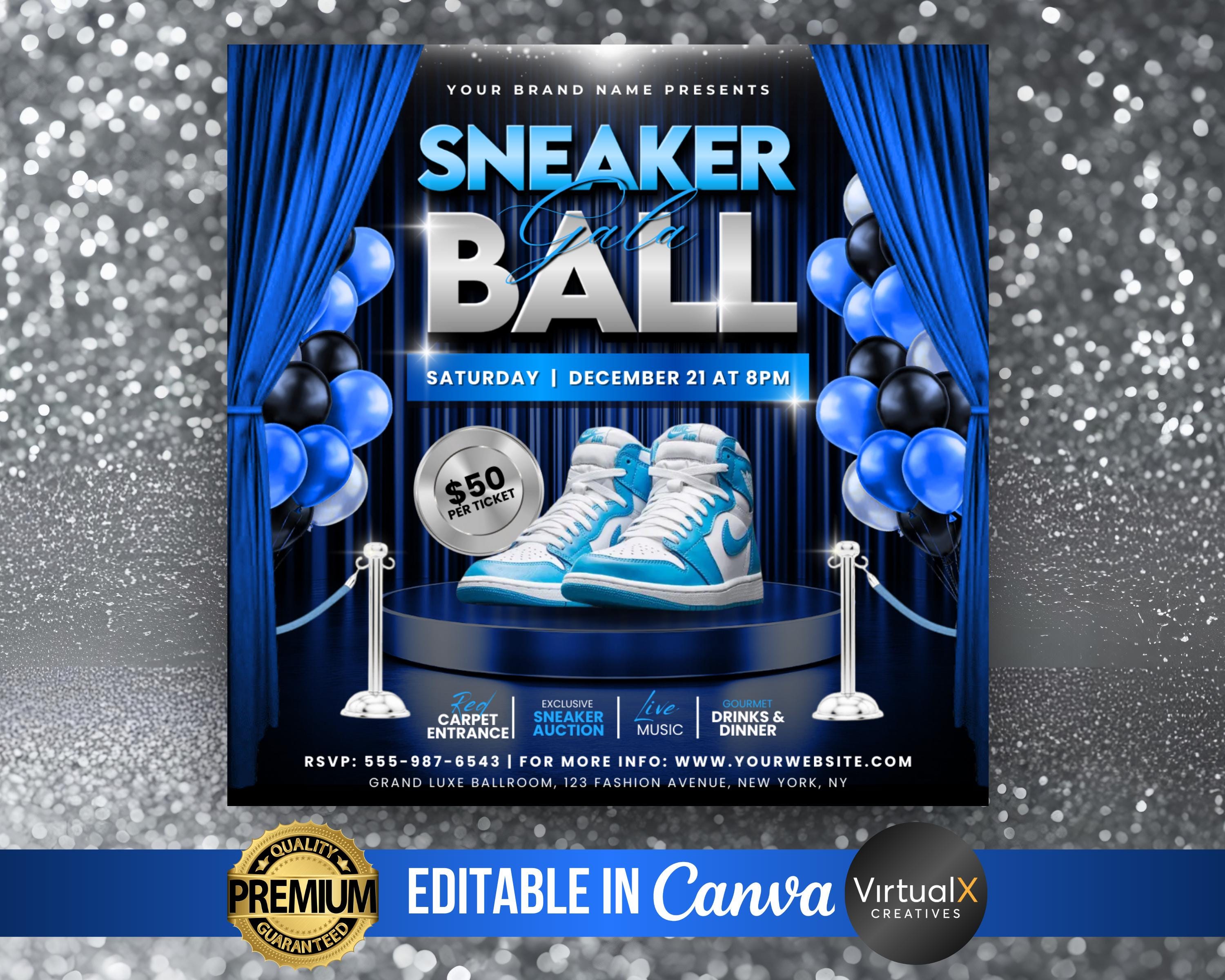 Sneaker Ball Gala Flyer, Sneaker Ball Invitation, Sneaker Gala Event ...