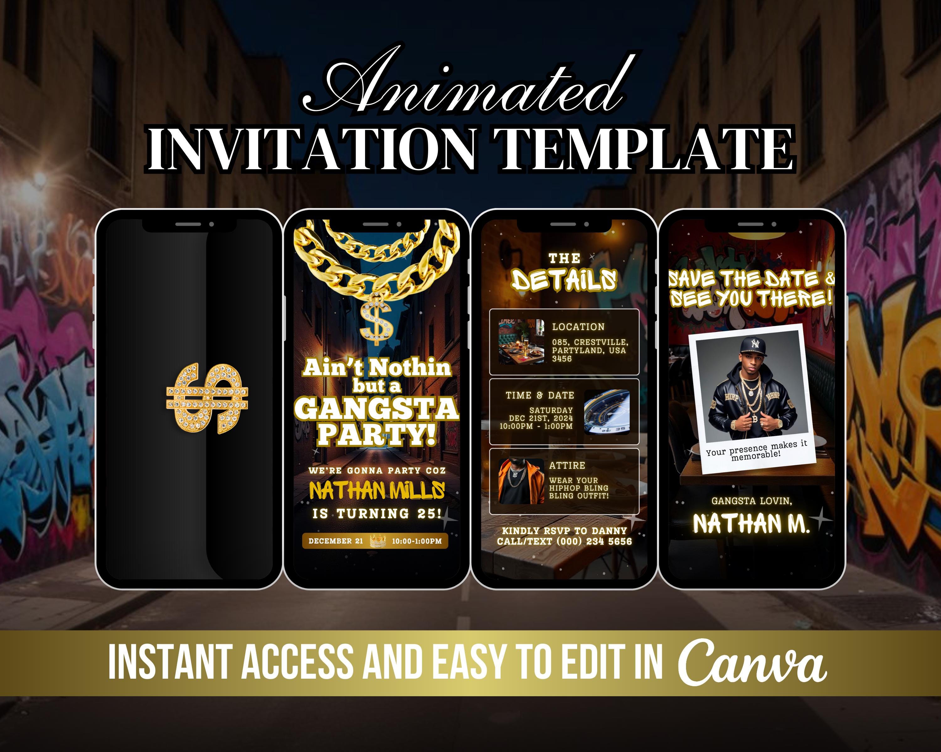 Gangsta Party Hiphop Invite, 90s Hiphop Animated Invitation, Graffiti ...