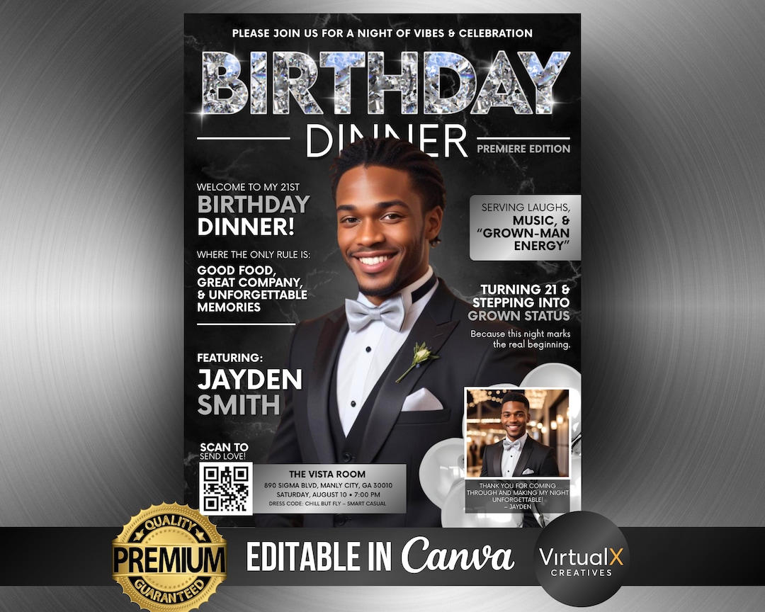 21st Birthday Magazine Invite, Editable Magazine Template, Digital ...