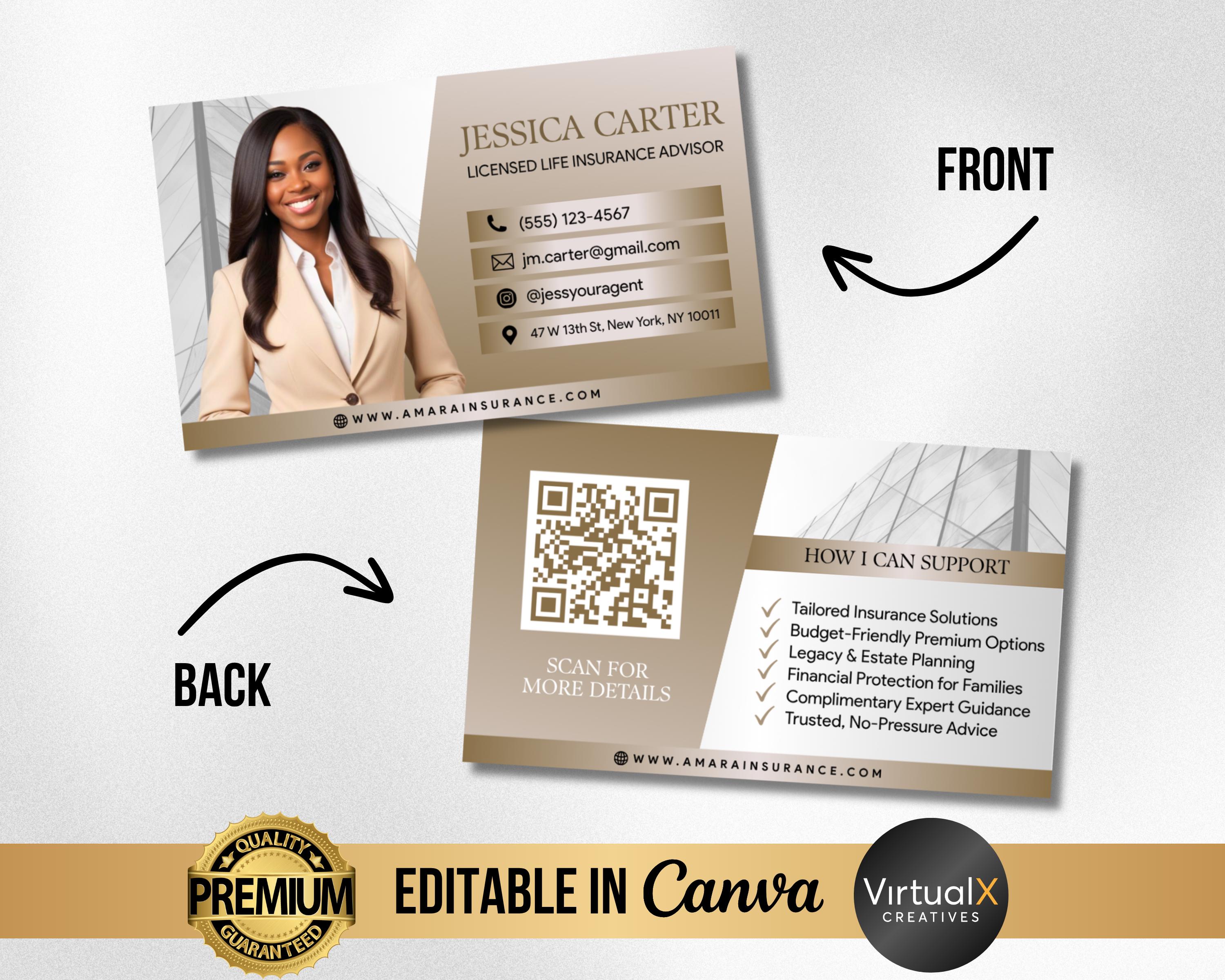 Life Insurance Agent Business Card, Financial Advisor Calling Card ...