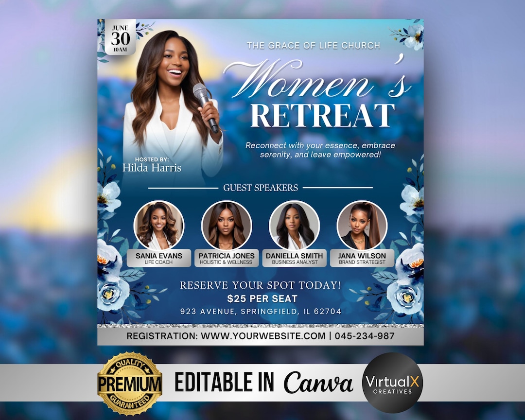 Women's Retreat Flyer, Women's Meeting Conference Flyer, Guest Speaker ...