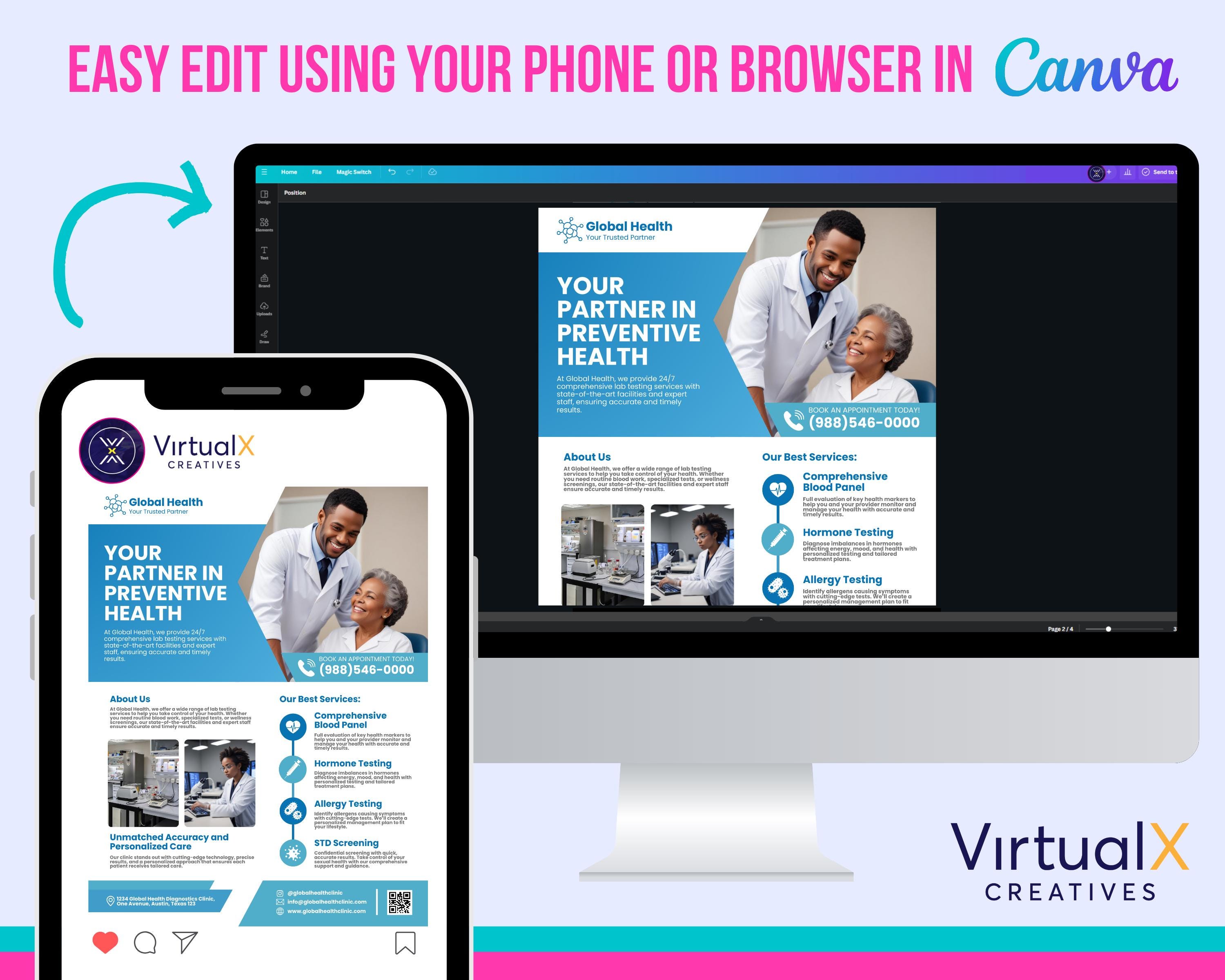 Lab Testing Flyer, Medical Laboratory Flyer, Diagnostics Clinic, Mobile ...