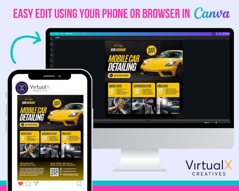 Car Detailing Service Flyer, DIY Car Wash Flyer, Auto Detailing Flyer ...