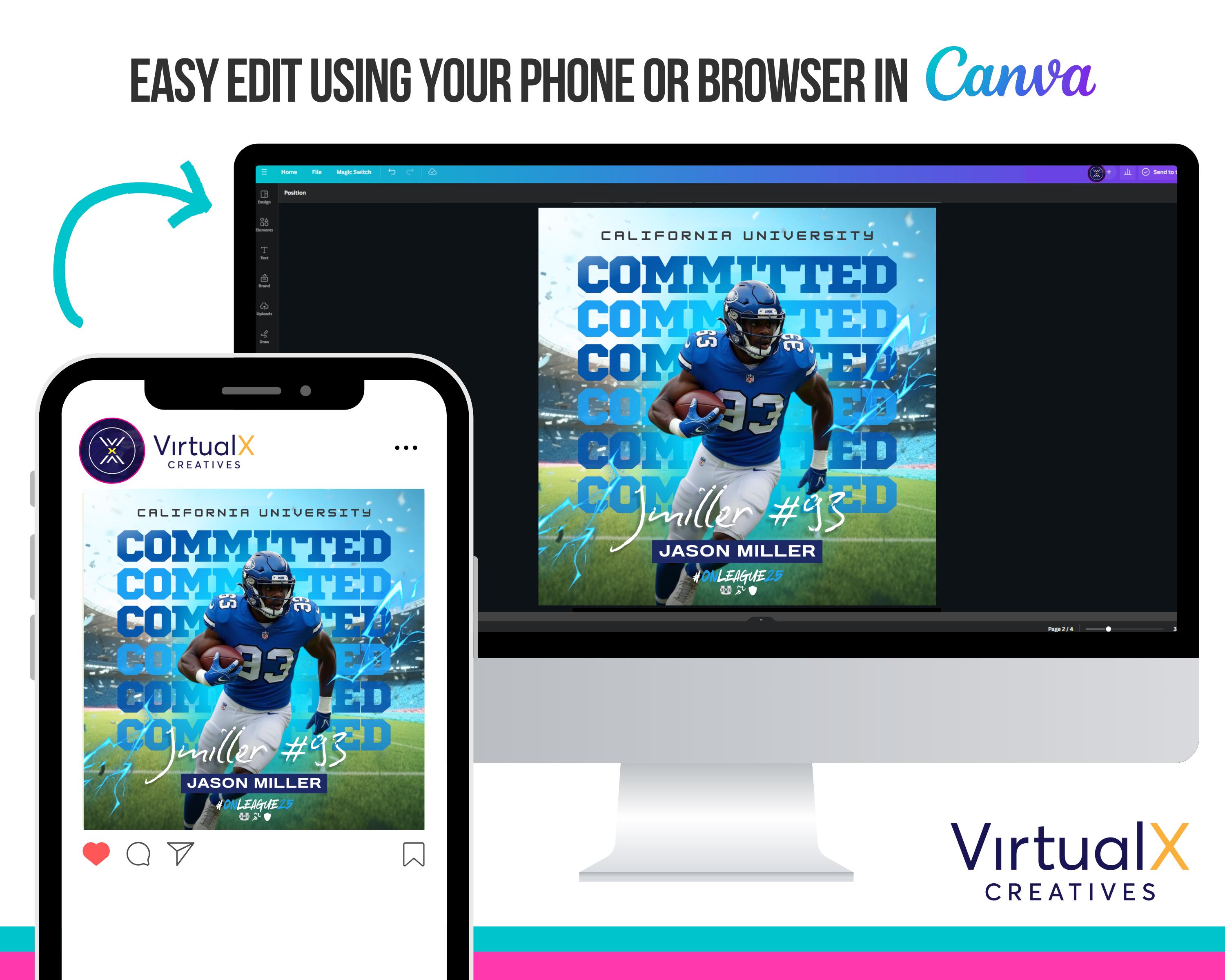 Sports Committed Poster, Commitment Social Media Flyer, Signing Day ...