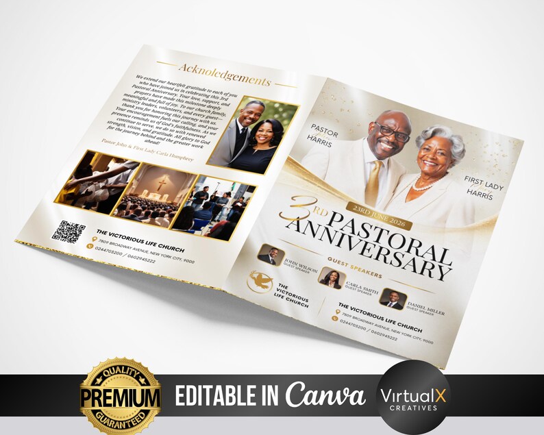 4 Page Pastor Anniversary Program Template, Pastor Appreciation, Pastor ...