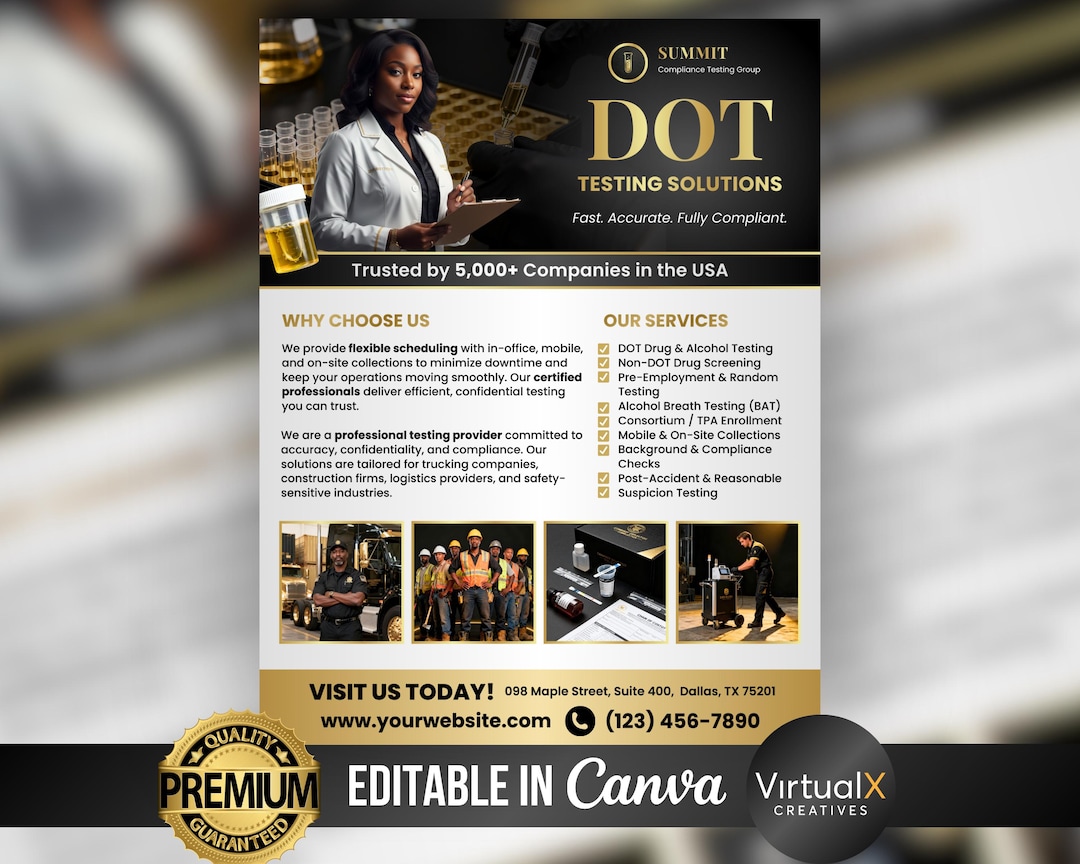 DOT Drug Testing Flyer Template | Alcohol Testing | Transportation ...