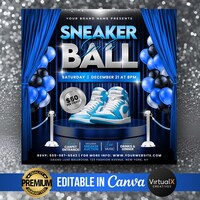 Blue Sneaker Ball Invitation Silver and Any Background Birthday Party ...