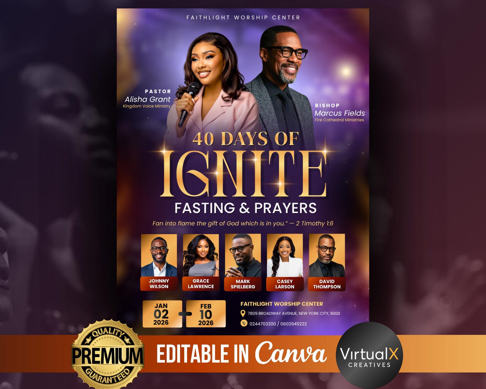 40 Days of Ignite Flyer, Church Revival Canva Template, Fasting and ...