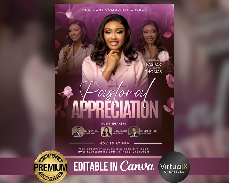Pastoral Appreciation Flyer, Church Sunday Event, Pastor Celebration ...