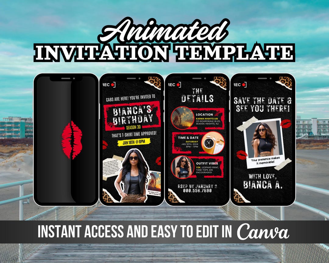 Shore Birthday Invite, Animated Shoreline Vibes Theme Party Evite ...