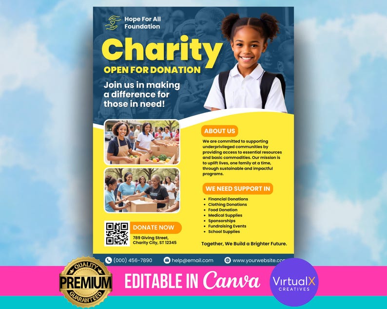 Donation Drive Flyer Template, Editable Charity Event Flyer ...