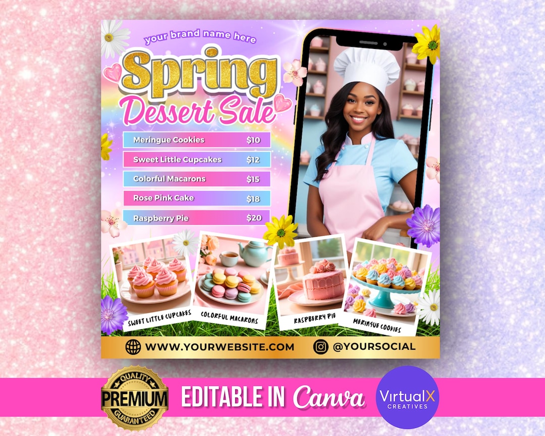 Spring Bake Sale Flyer, Spring Sweet Treats Flyer, Spring Break Dessert ...