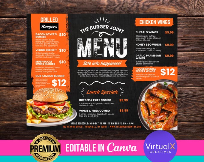 Printable Burger Menu Template Food Menu Flyer Restaurant Menu Template ...