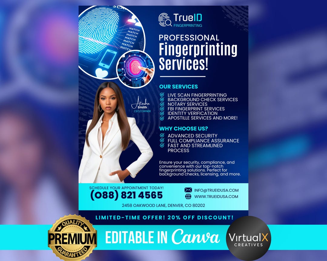 Fingerprinting Services Flyer, Mobile Fingerprinting Flyer, Editable ...