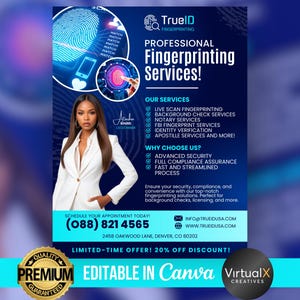 Fingerprinting Services Flyer, Mobile Fingerprinting Flyer, Editable Notary Fingerprinting ...