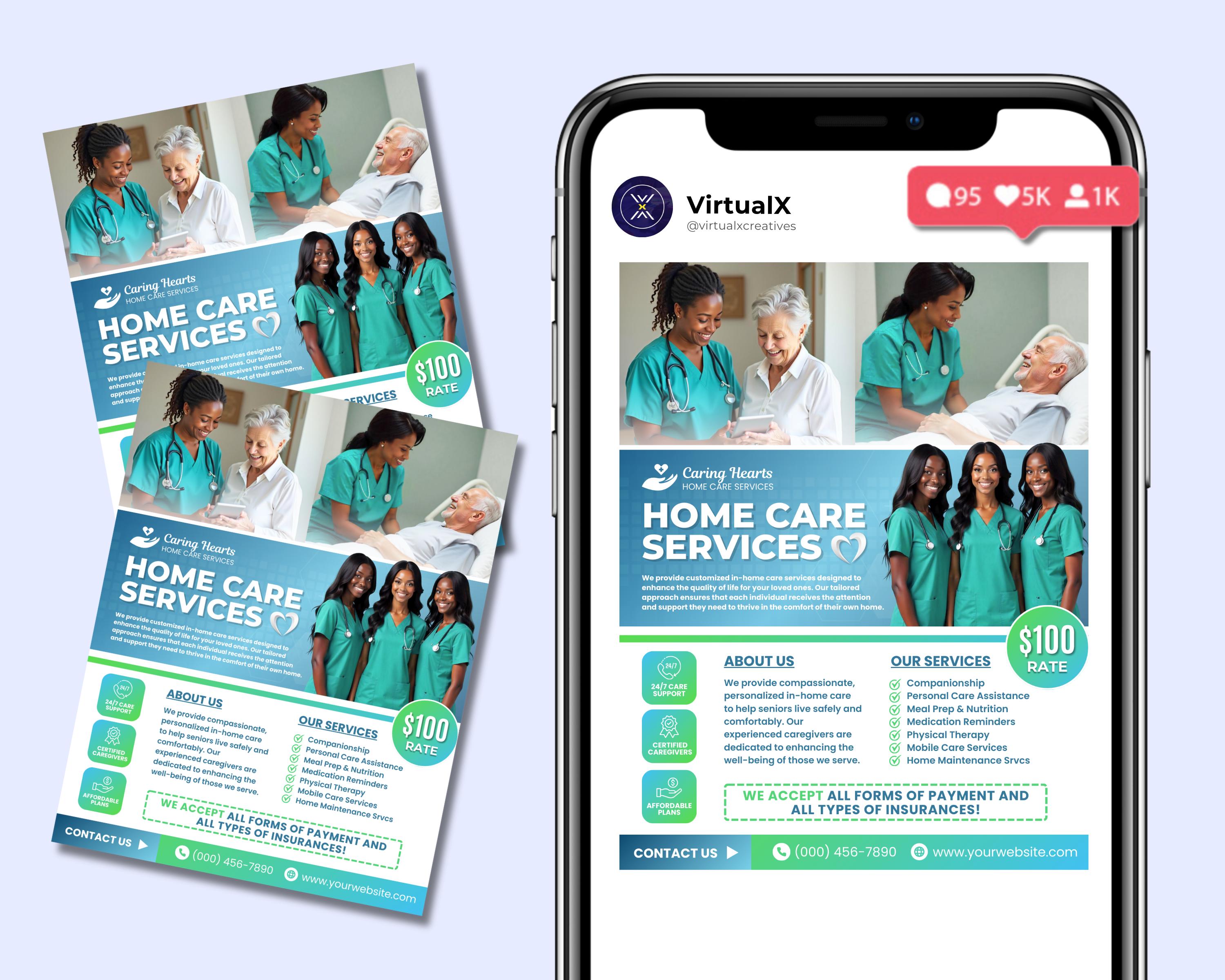 Home Care Service Flyer, Home Care Assistance Flyer, Business Flyer ...