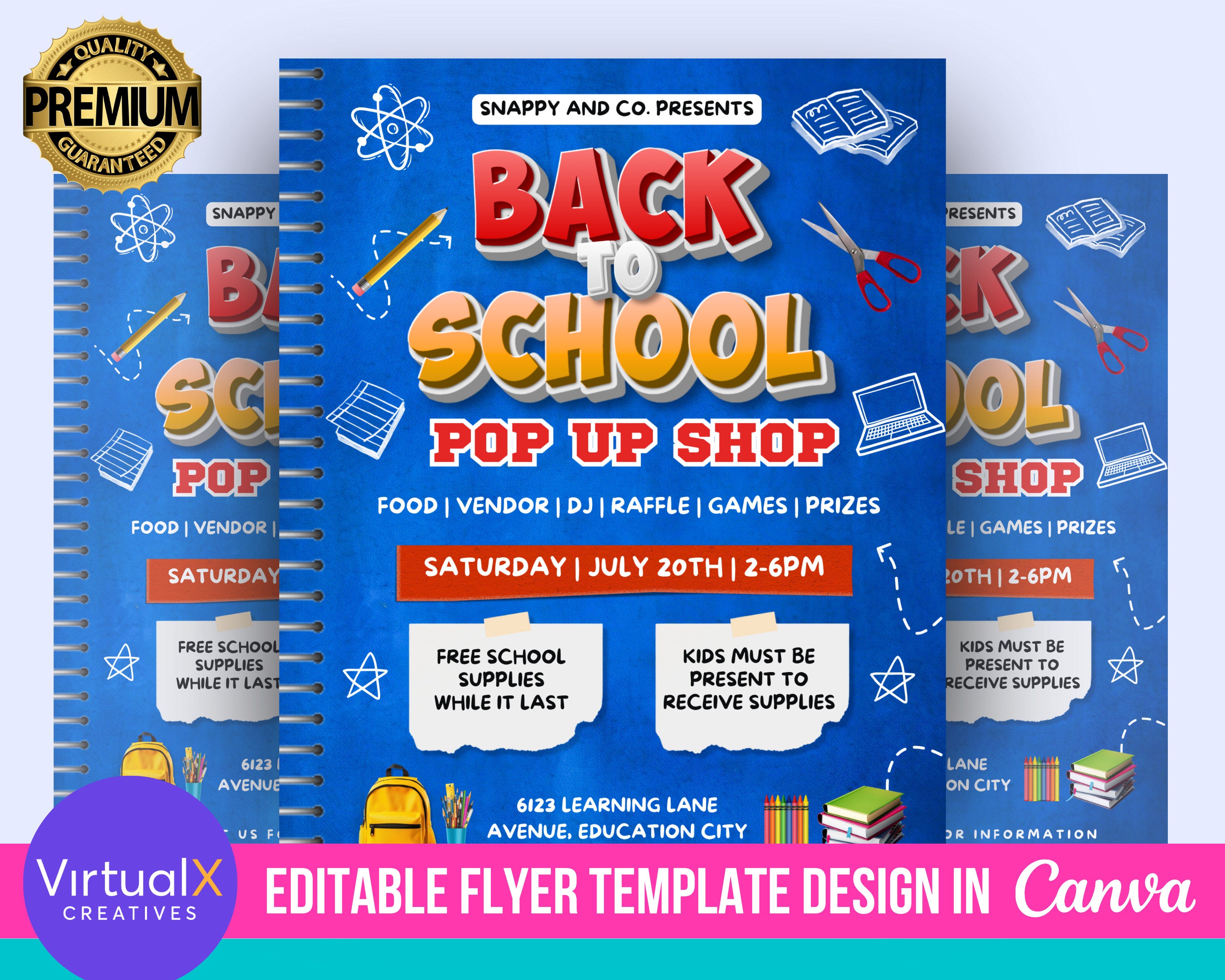 Back to School Pop up Shop, Canva Editable Flyer Template, Community ...