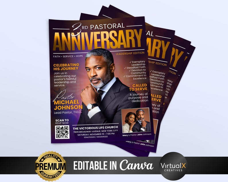 Pastoral Anniversary Flyer | Pastor Appreciation Magazine Template ...