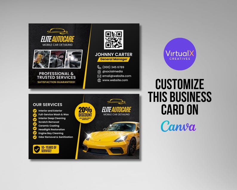 Mobile Car Detailing Business Cards, Auto Detailing Card, Car Wash ...