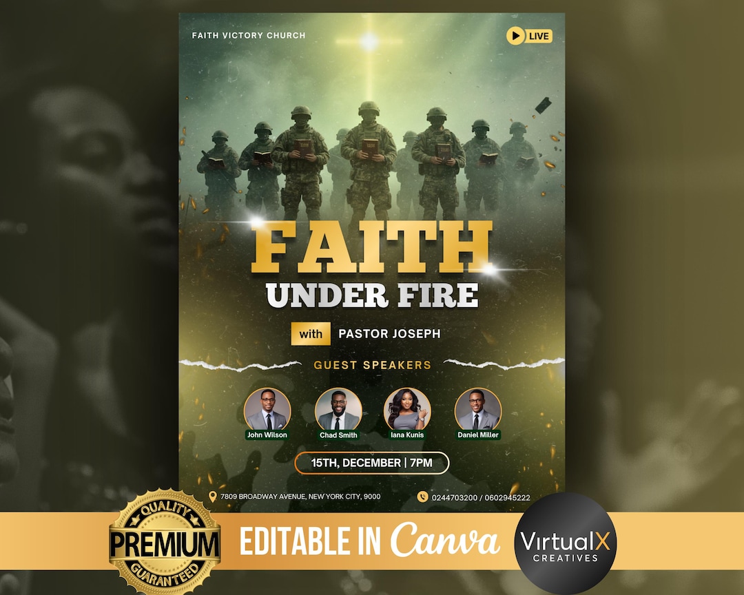 Camo Themed Church Flyer, Soldier of Faith Template, Camouflage ...