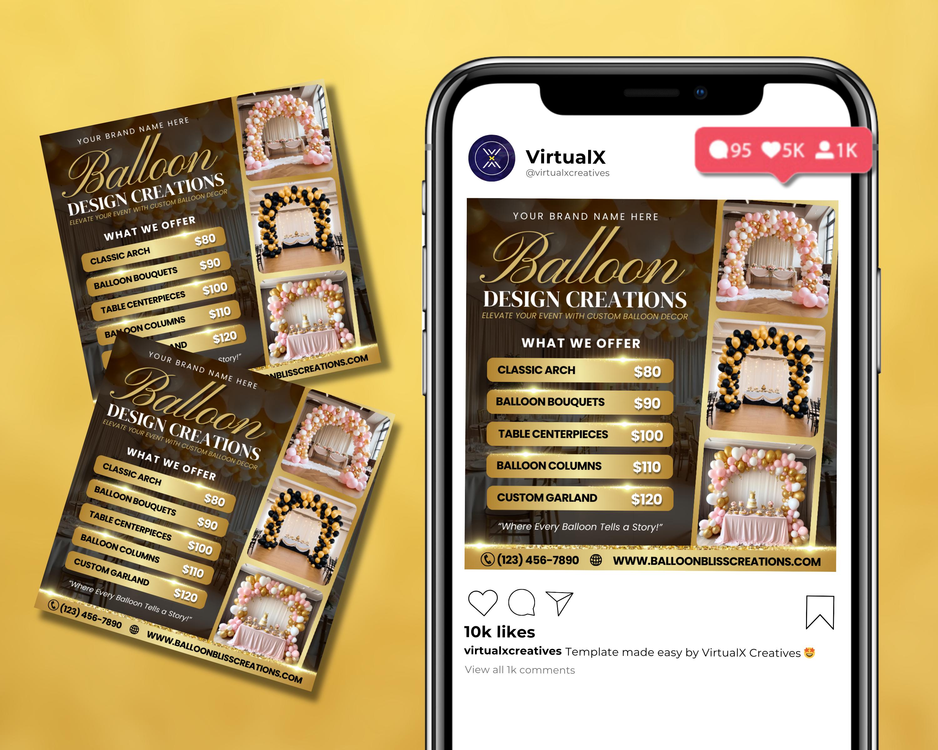Balloon Decor Flyer Template, Balloon Business Advertisement, DIY ...