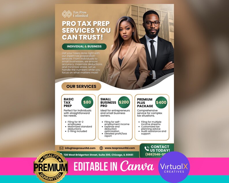 Tax Prep Flyer, Tax Preparation, Tax Season Flyer, Accountant Flyer ...