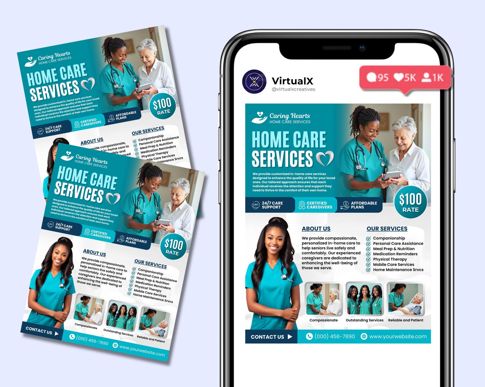 Home Care Service Flyer, Home Care Assistance Flyer, Business Flyer ...