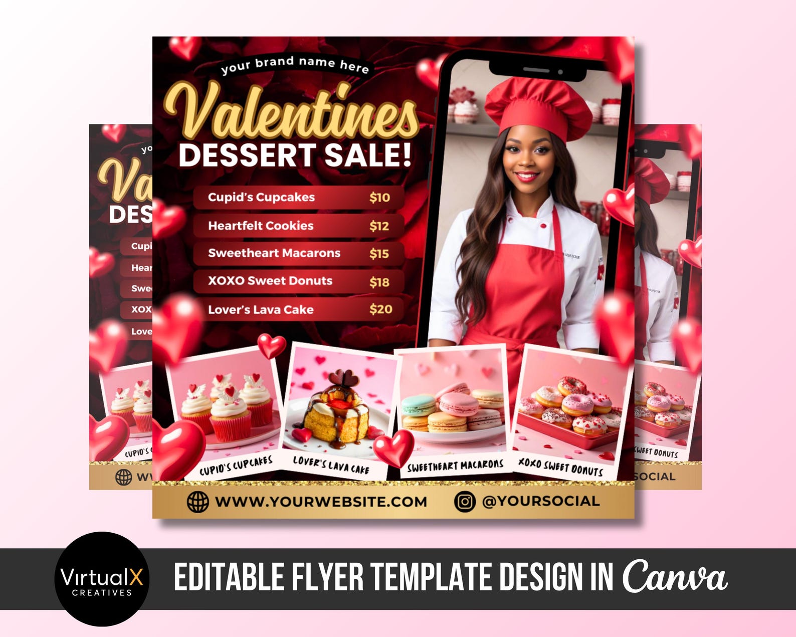 Valentines Bake Sale Flyer, Sweet Treats Sale Flyer, Valentine Dessert ...