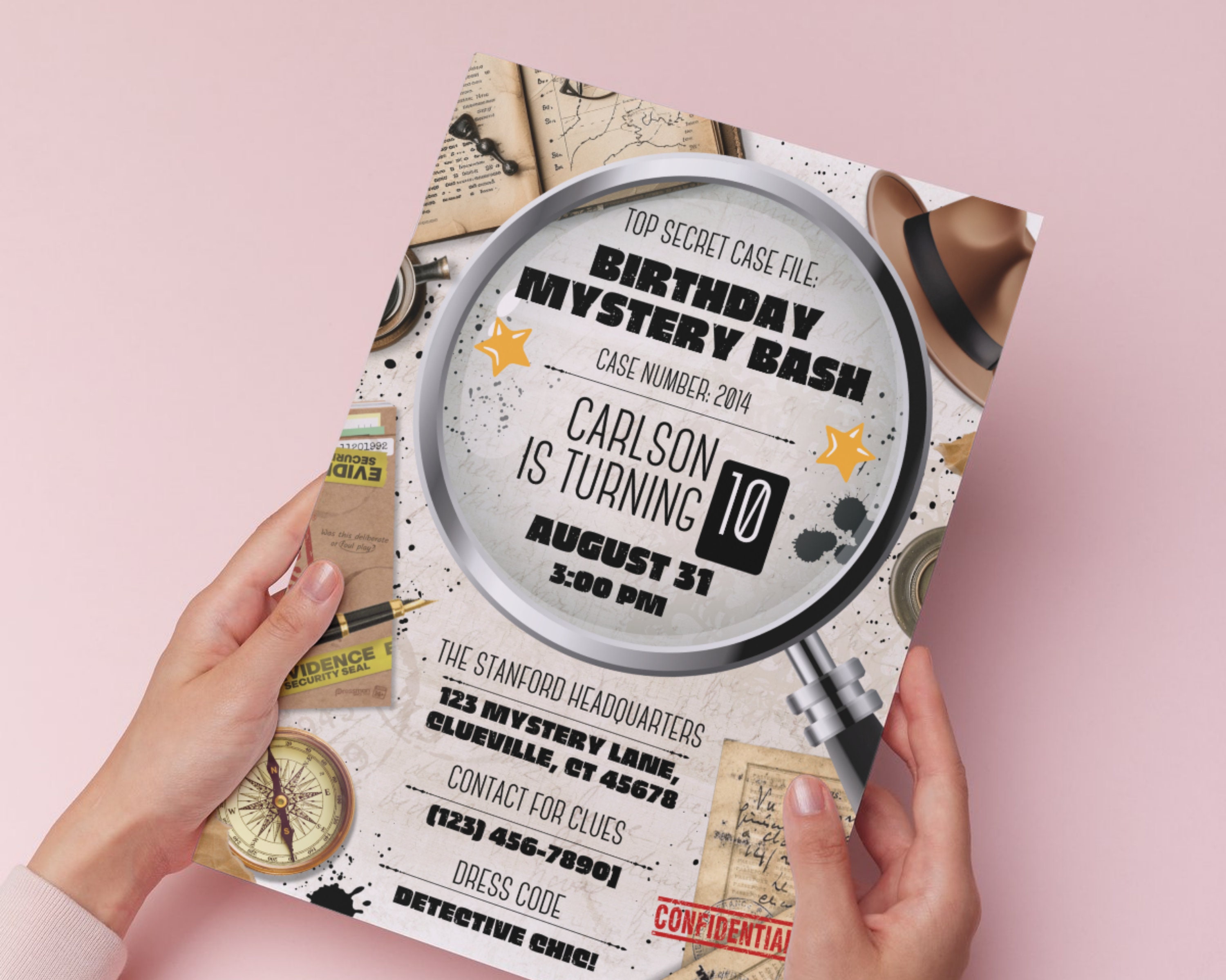 Detective Party Invitation for Mystery Room Birthday | Teen Escape Room ...