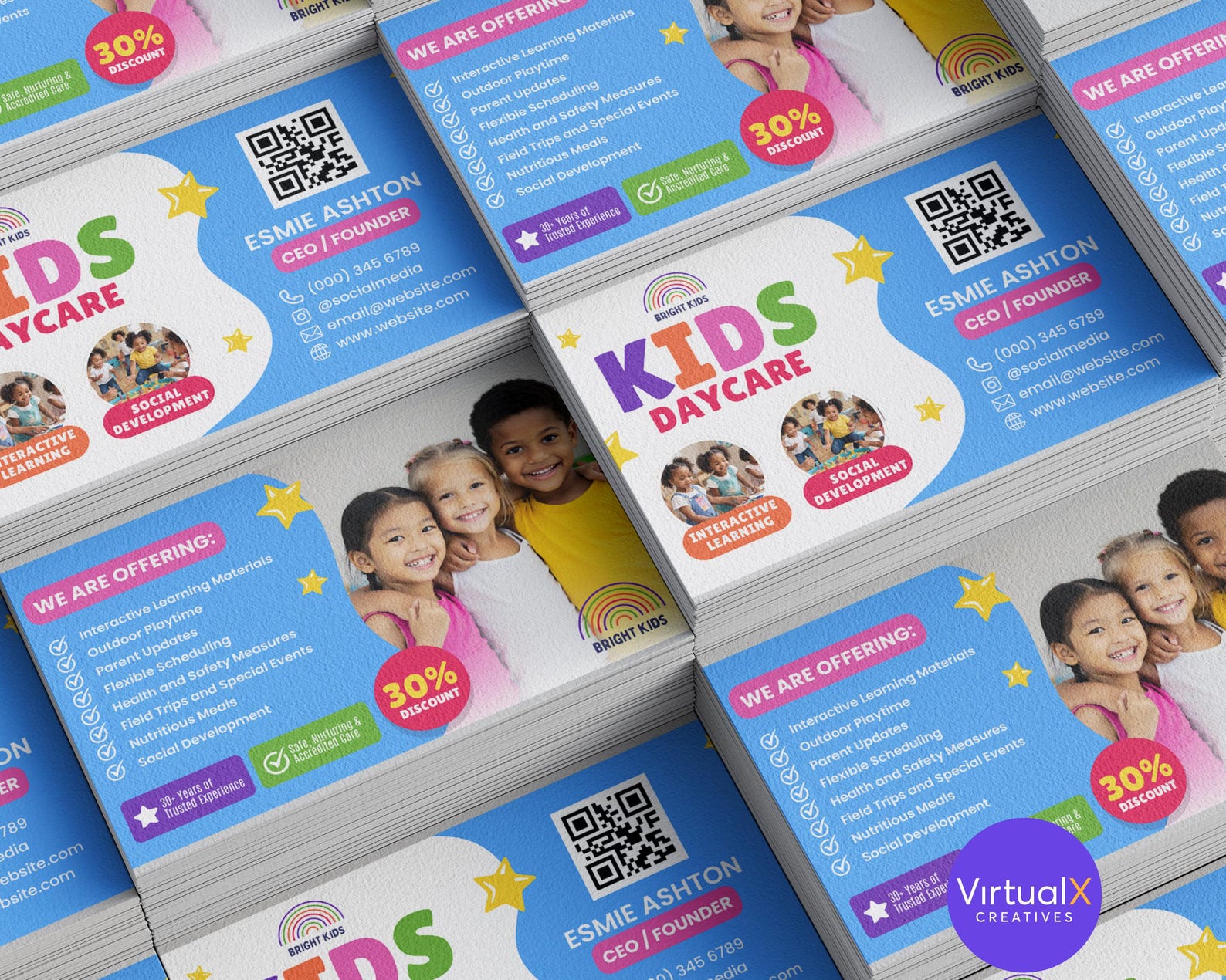 Kids Daycare Business Cards, Child Care Card, Baby Sitter Service ...