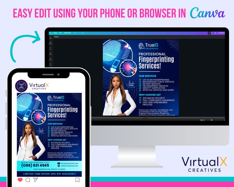 Fingerprinting Services Flyer, Mobile Fingerprinting Flyer, Editable ...