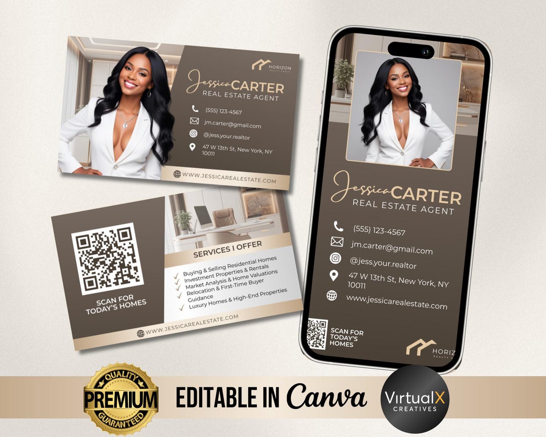 Real Estate Business Card, Realtor Calling Card, Textable Real Estate ...