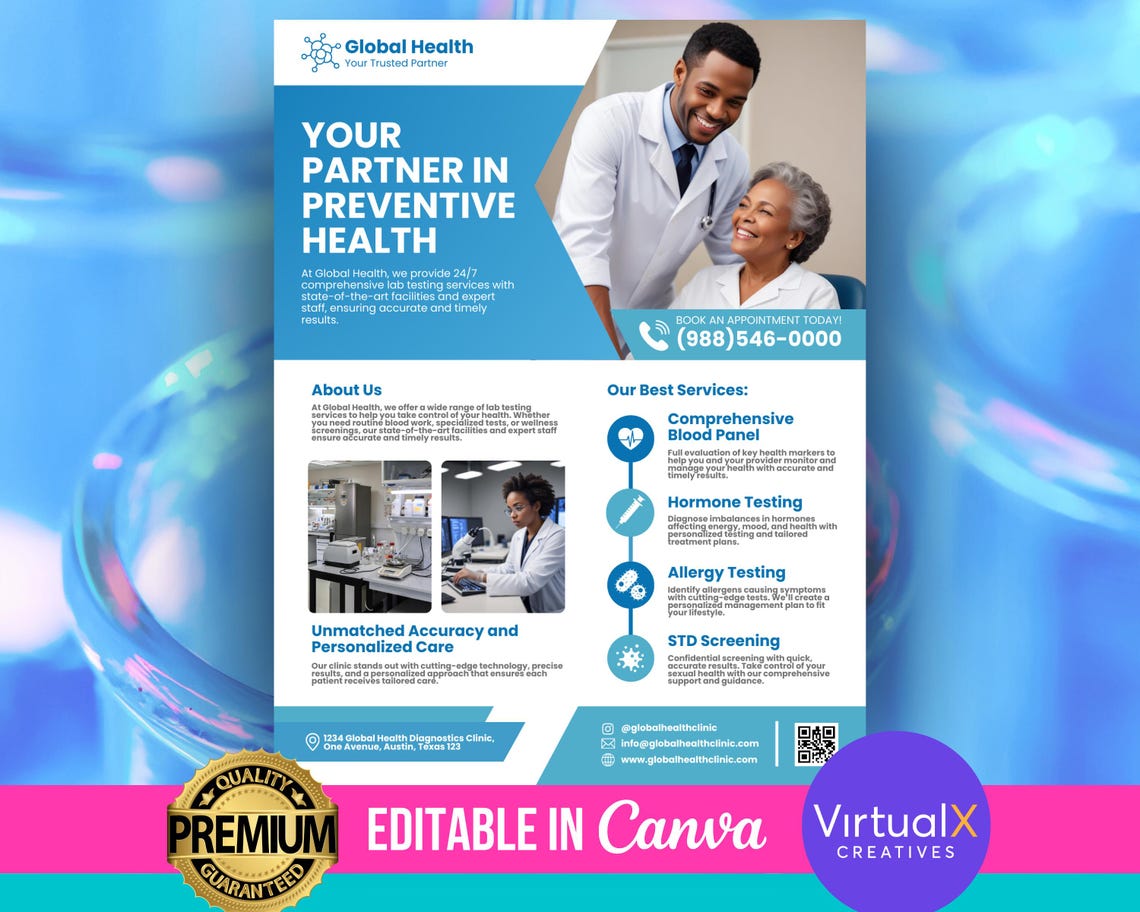 Lab Testing Flyer, Medical Laboratory Flyer, Diagnostics Clinic, Mobile ...