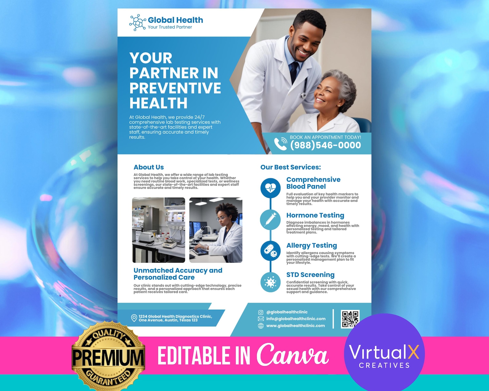 Lab Testing Flyer, Medical Laboratory Flyer, Diagnostics Clinic, Mobile ...